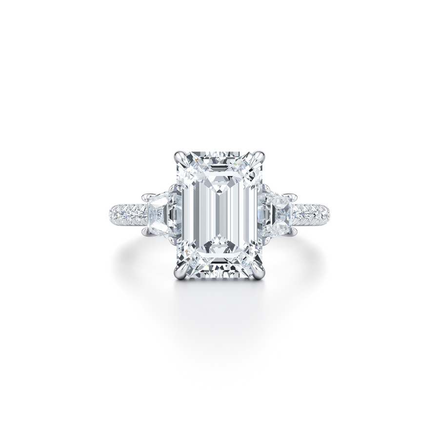 Chelsea Trapezoid Three Stone Lab Diamond Engagement Ring | Jean Dousset