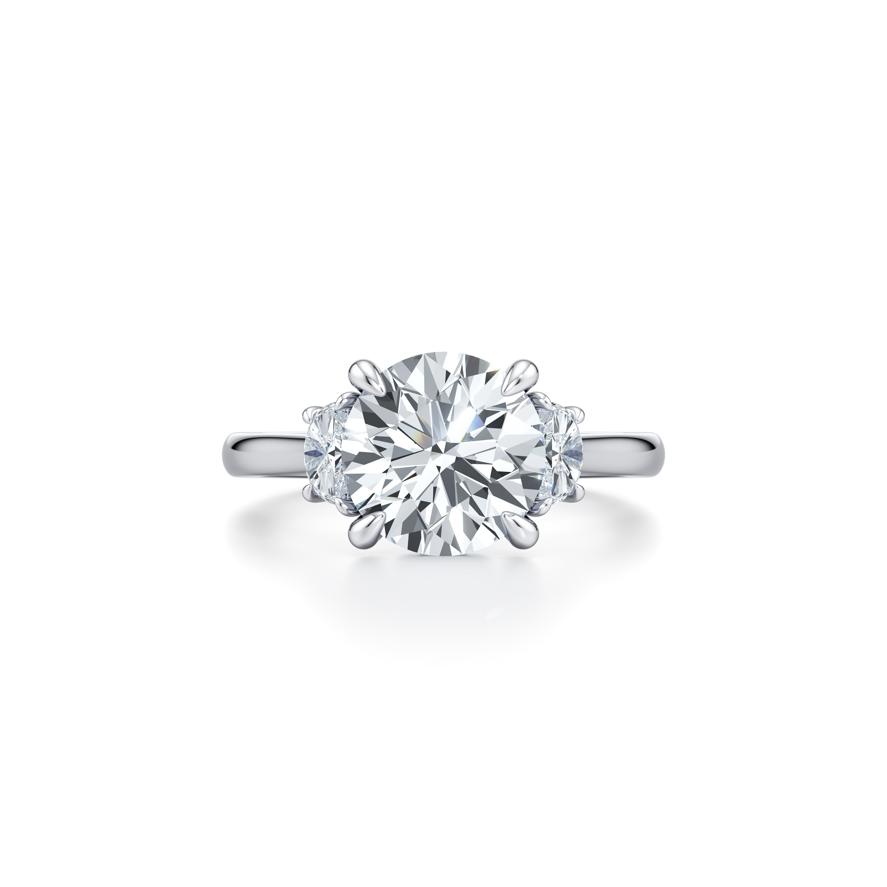 Chelsea Half Moon Three Stone Lab Diamond Engagement Ring | Jean Dousset