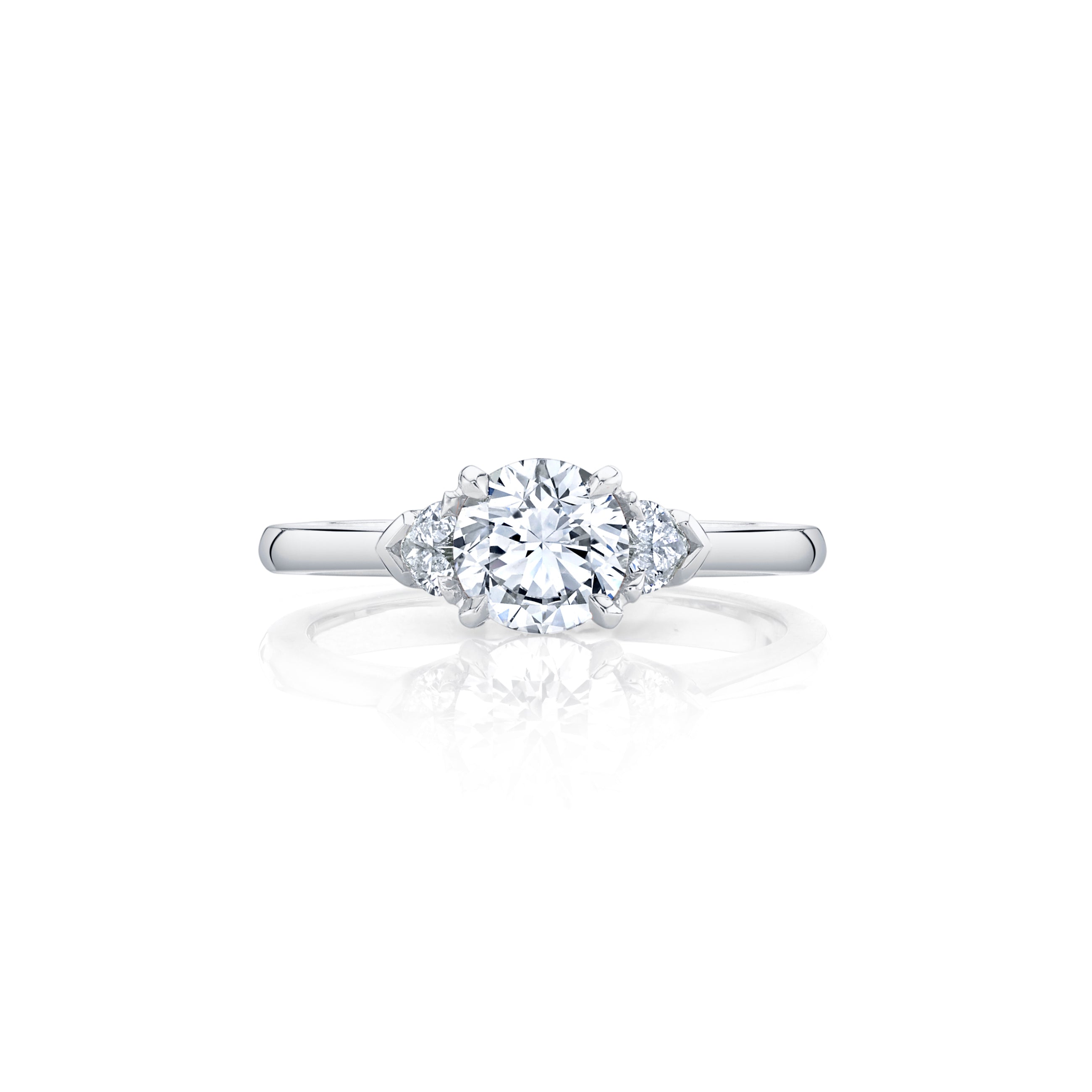 Chelsea Heart Three Stone Lab Diamond Engagement Ring | Jean Dousset