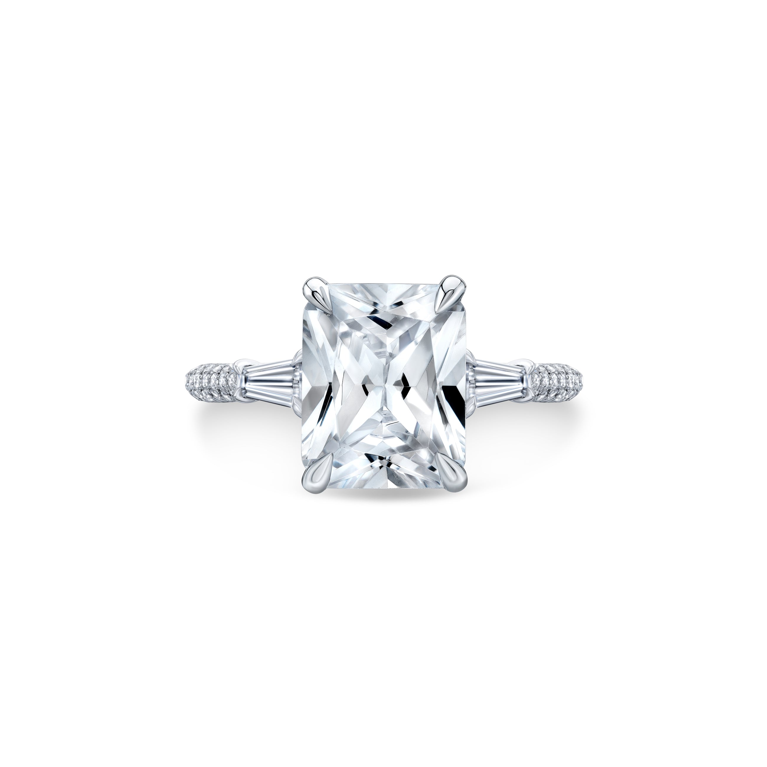 Chelsea Baguette Three Stone Lab Diamond Engagement Ring | Jean Dousset