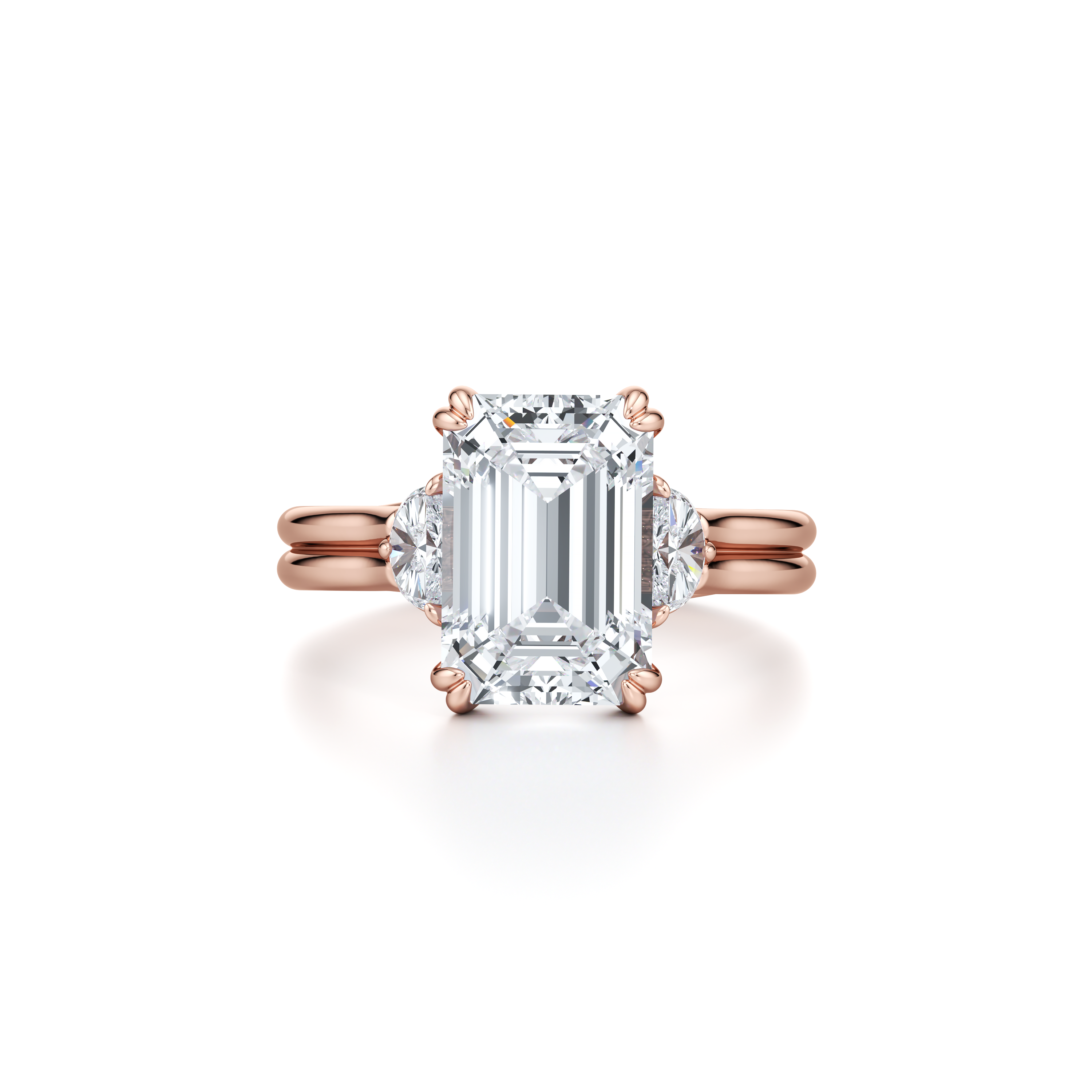 Elle Half Moon Three Stone Lab Diamond Engagement Ring - Great Gifts Club